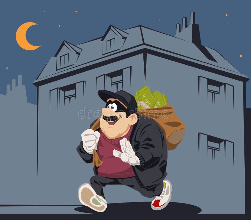 Cartoon Thief in Mask with Sack. Funny People Stock Vector ...