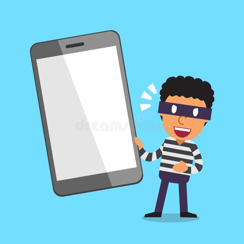 Cartoon Thief and Smartphone Stock Vector - Illustration of hack ...