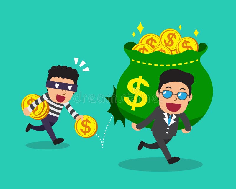 Cartoon Thief Stealing Money from Businessman Stock Vector ...