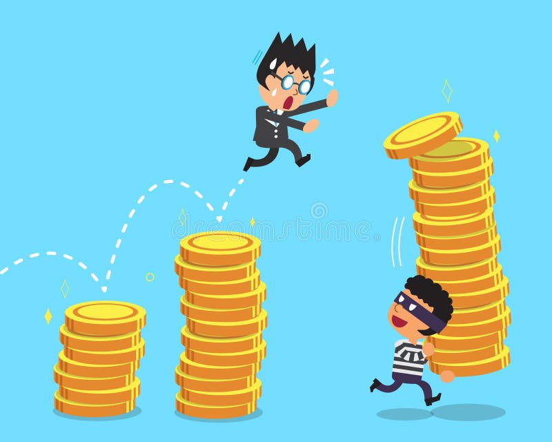 Cartoon a Thief Stealing Money from Businessman Stock Vector ...