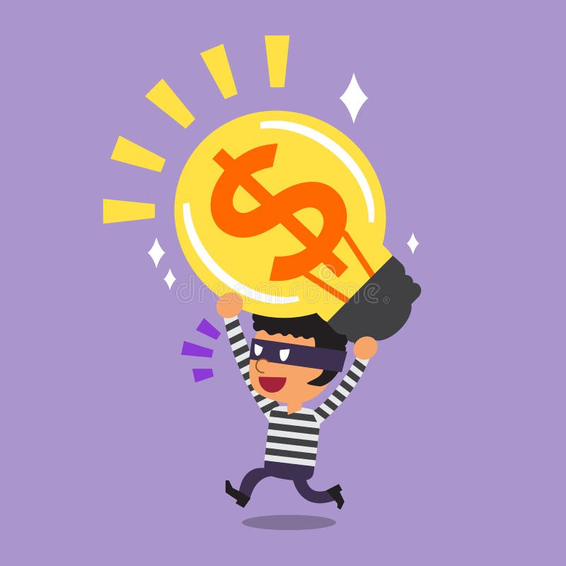 Cartoon Thief Stealing Money Idea Stock Vector - Illustration of light ...