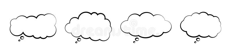 Cartoon Think Empty Simple Speech Cloud Retro Comic Style Bubbles Set ...
