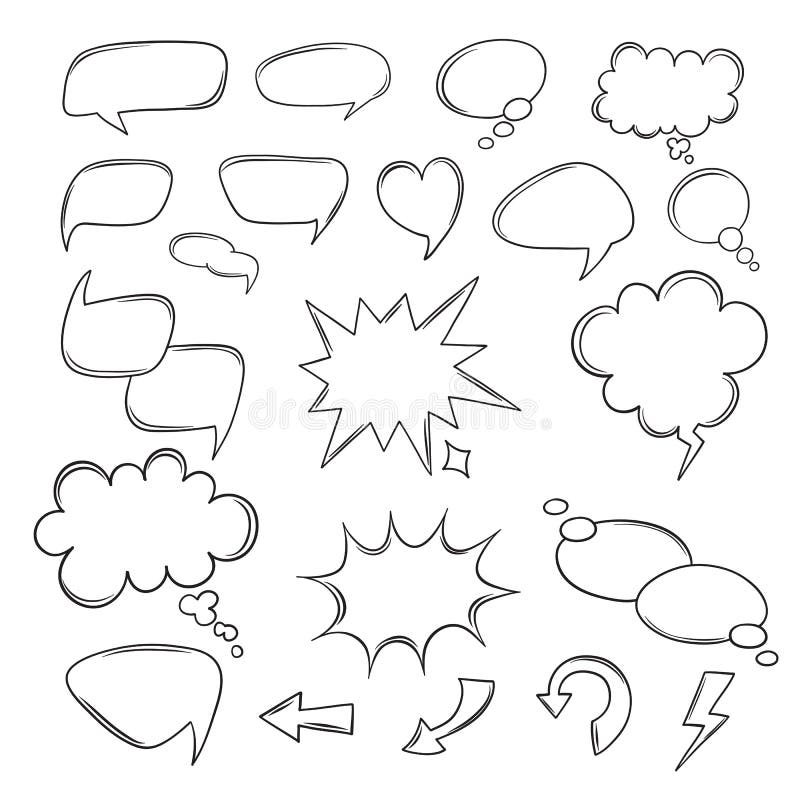 Cartoon Thought Bubble Set. Comic Empty Talk and Speech Balloons or ...