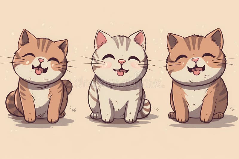 A Cartoon of Three Cats with the Cat on the Front. AI Generation Stock ...