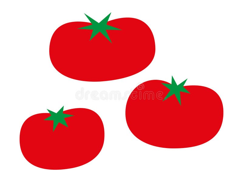 CARTOON THREE RED TOMATOES with GREEN LEAVES, NO STROKE Stock Vector ...