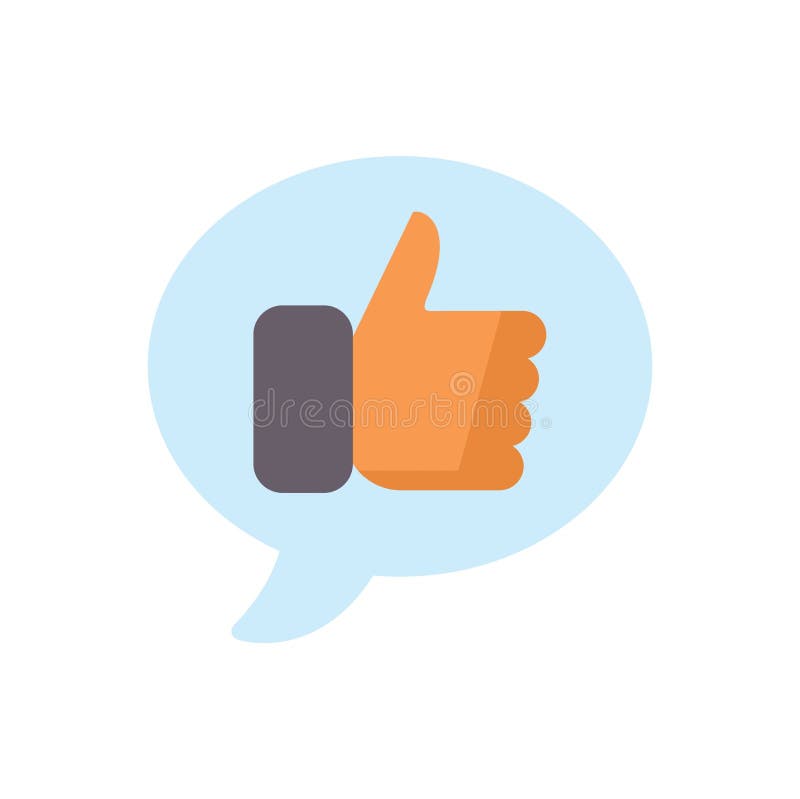Cartoon Thumb Up Giving Positive Feedback Inside Speech Bubble Stock ...