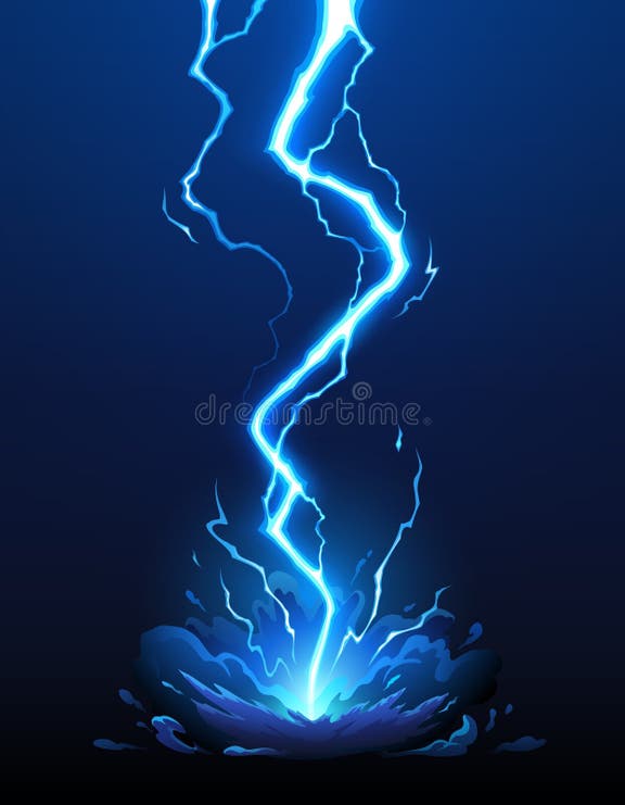 Cartoon Thunder Bolt, Blue Lightning Attack Effect Stock Vector ...