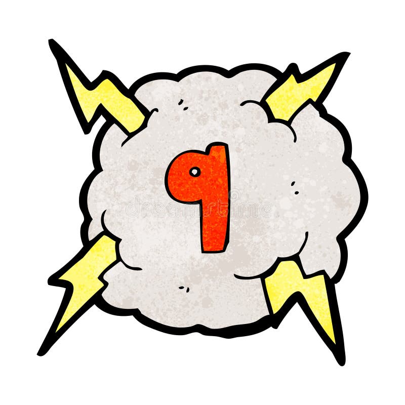 Cartoon Thunder Cloud with Number 9 Stock Vector - Illustration of ...