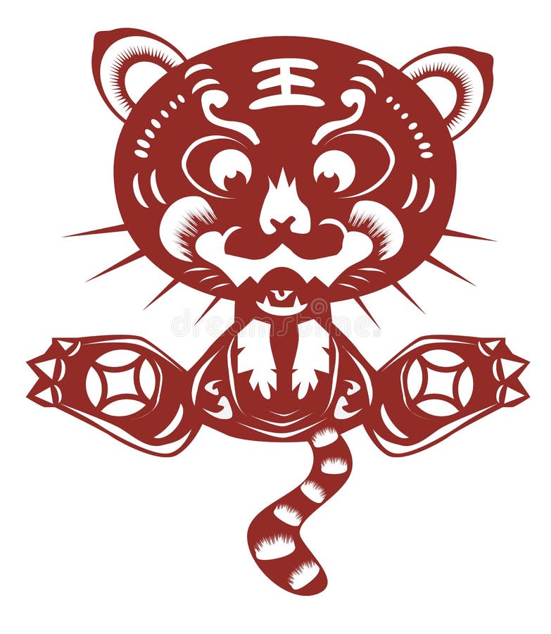 Cartoon tiger paper cut stock vector. Illustration of culture - 56003366