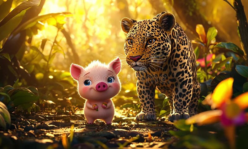 Cartoon Tiger and Pig are Running Stock Video - Video of outline ...