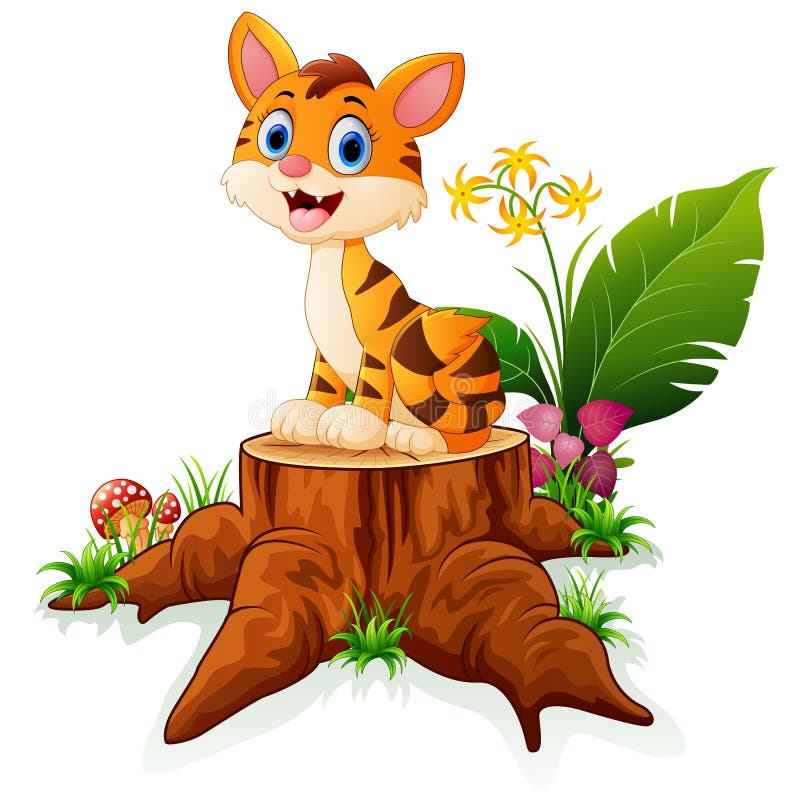 Cartoon Tiger with Blank Sign Stock Vector - Illustration of muscular ...