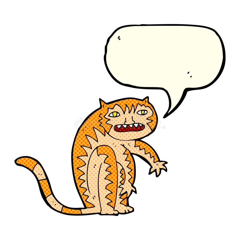 Cartoon Tiger with Speech Bubble Stock Illustration - Illustration of ...
