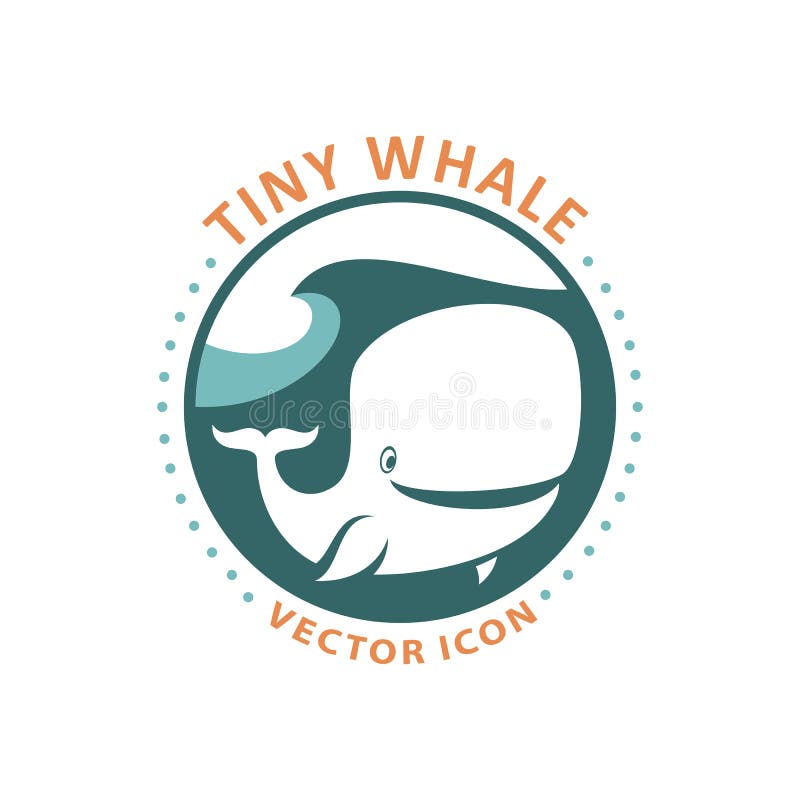 Cute Tiny Whale Cartoon Character Round Icon Stock Vector ...