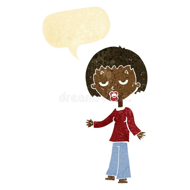 Cartoon Tired Woman with Speech Bubble Stock Illustration ...