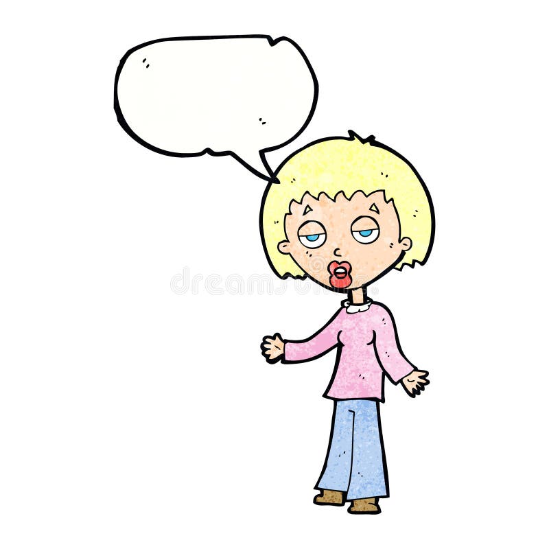 Cartoon Tired Woman with Speech Bubble Stock Illustration ...
