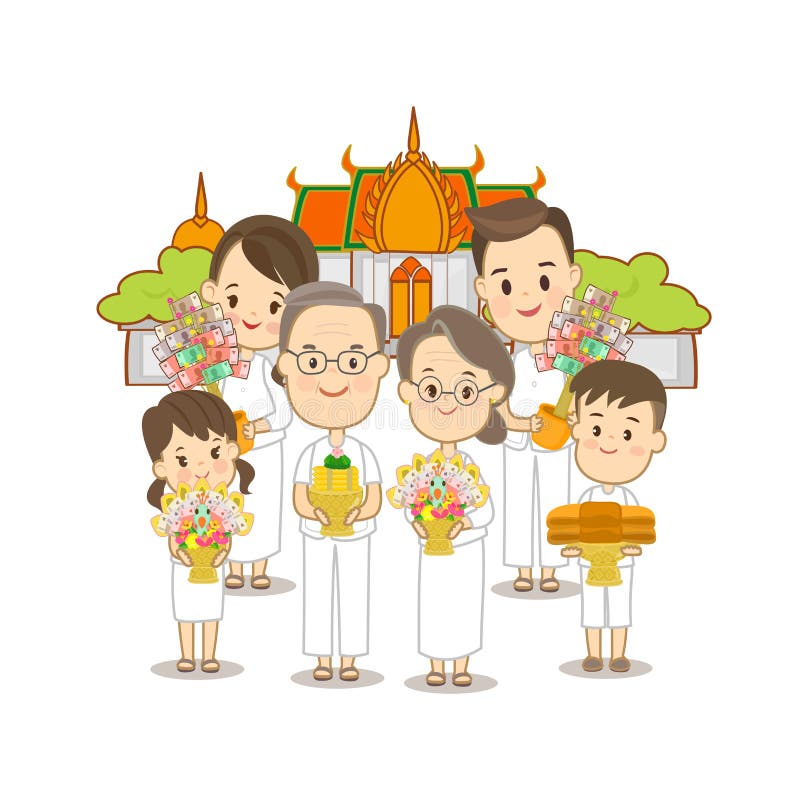 Cartoon To Make Merit To Monk. Stock Vector - Illustration of amazing ...