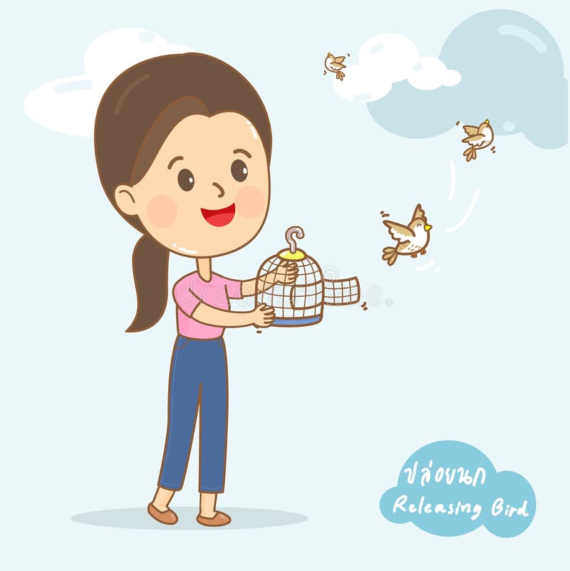 Cartoon To Make Merit To Monk. Stock Vector - Illustration of asian ...