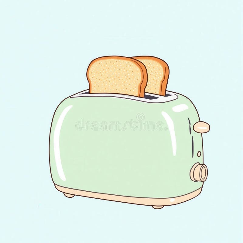 A Cartoon Toaster with Two Slices of Bread in it Stock Illustration ...