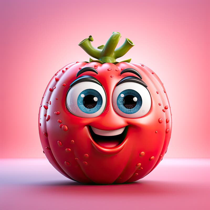 Cartoon Tomato Face Ai Generation Stock Illustration - Illustration of ...