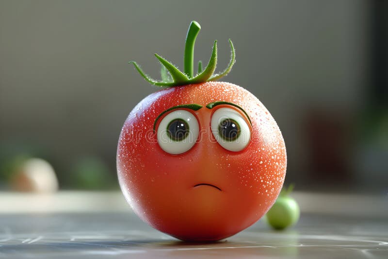 Cartoon Tomato with Sad Face. Stock Illustration - Illustration of ...