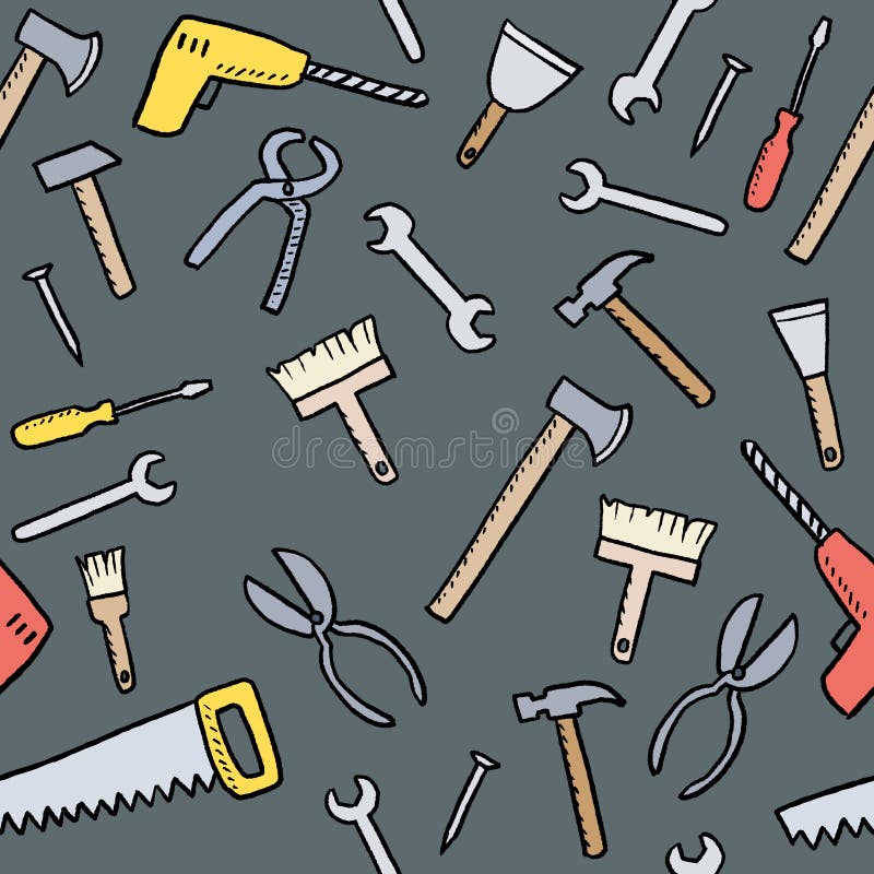 Cartoon tools set stock vector. Illustration of nail - 107069588