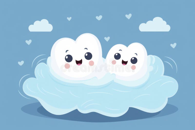 Cartoon Tooth Characters on a Cloud Stock Illustration - Illustration ...