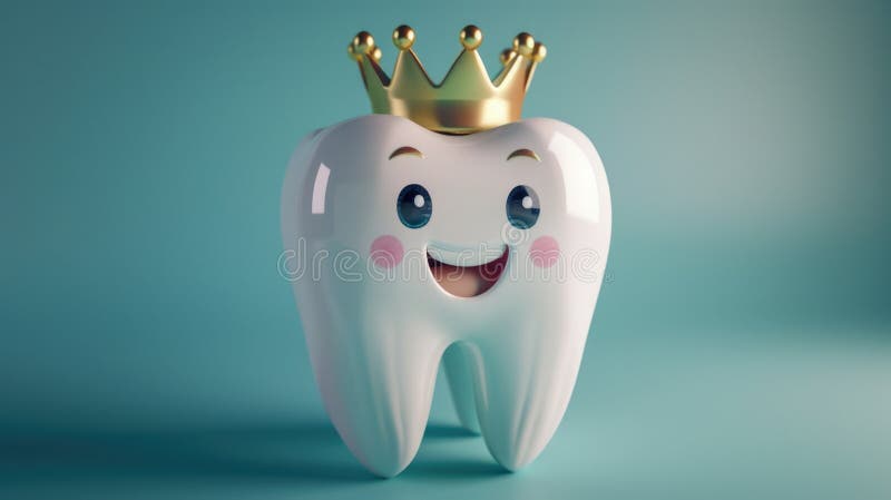 Cartoon Tooth with a Crown on Top of it Stock Image - Image of dental ...