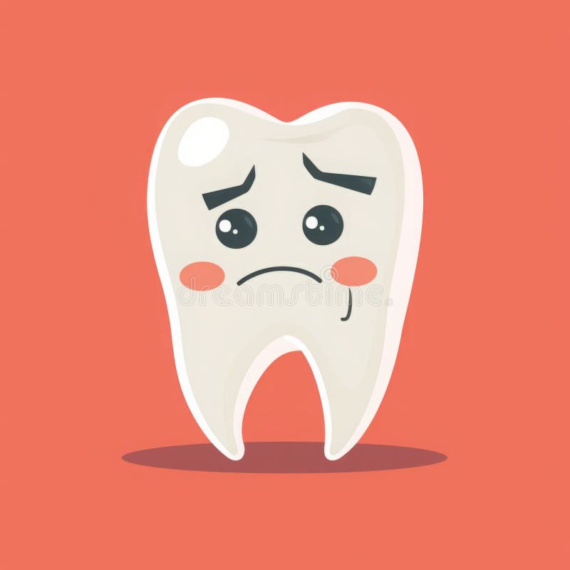 Cartoon Tooth with a Sad Face Stock Illustration - Illustration of ...