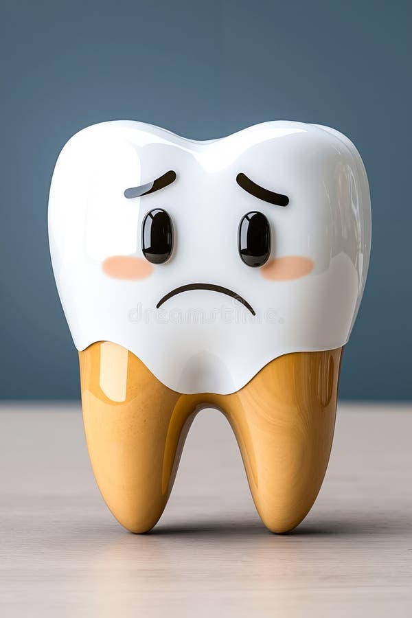 A Cartoon Tooth with a Sad Face on it S Face Stock Illustration ...