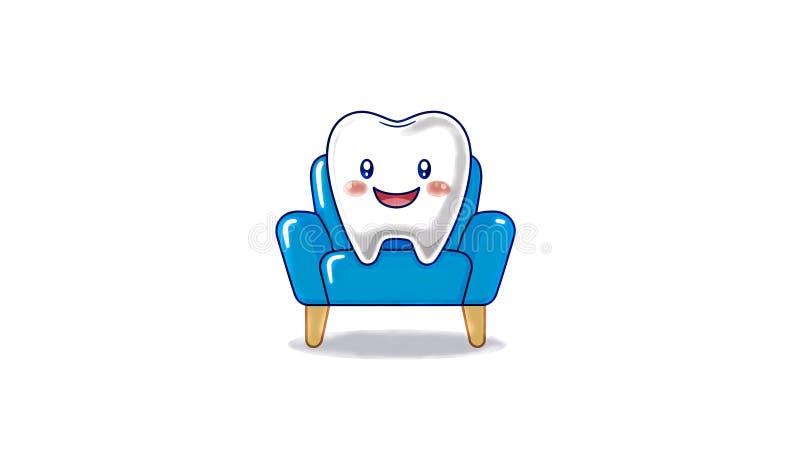 A Cartoon Tooth Sitting in a Blue Chair Stock Illustration ...