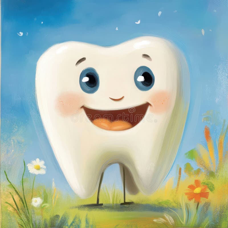 A Cartoon Tooth with a Smile on it Stock Illustration - Illustration of ...