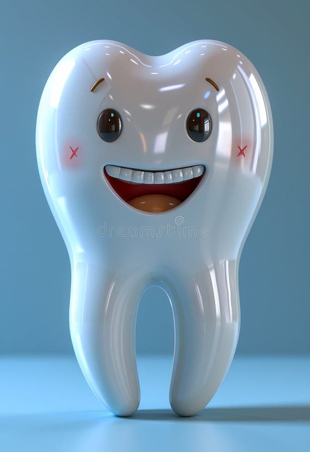 A Cartoon Tooth is Smiling and Has a Red Cross on it. the Tooth is ...