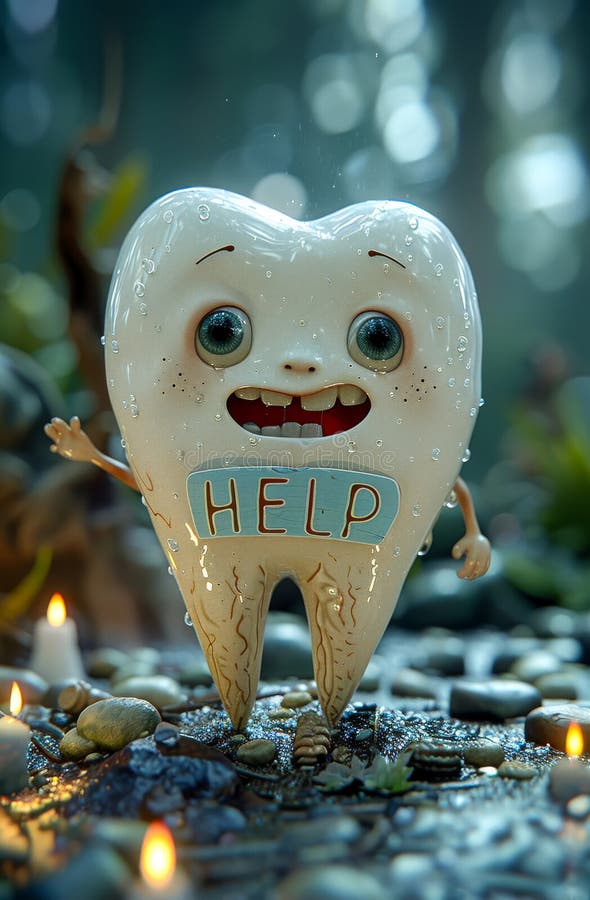 A Cartoon Tooth is Smiling and Waving at the Camera Stock Photo - Image ...