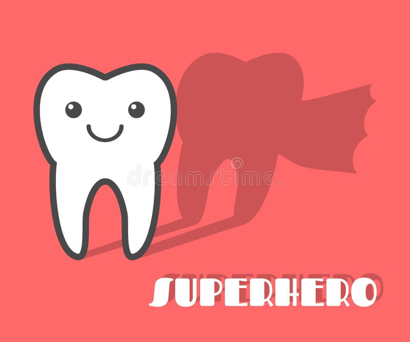 Cartoon Tooth with Superhero Shadow. Stock Illustration - Illustration ...