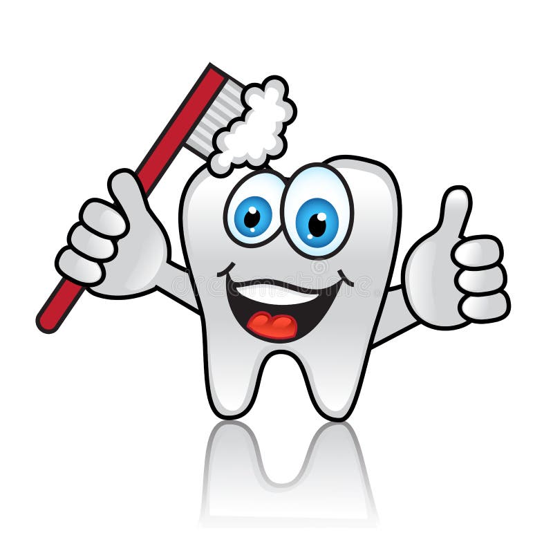 Cartoon Tooth with Toothbrush Stock Illustration - Illustration of ...