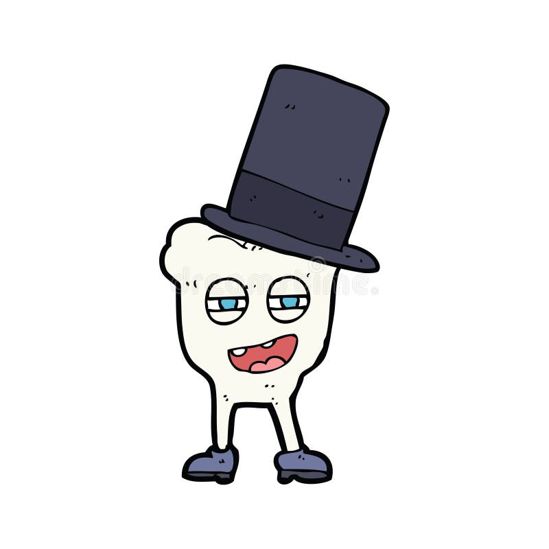 Cartoon tooth with top hat stock illustration. Illustration of cartoon ...