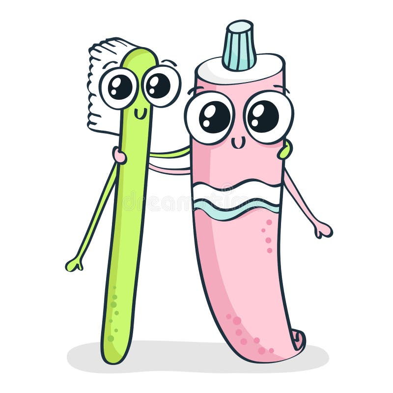 Cartoon Toothbrush and Toothpaste Isolated on White Stock Vector ...
