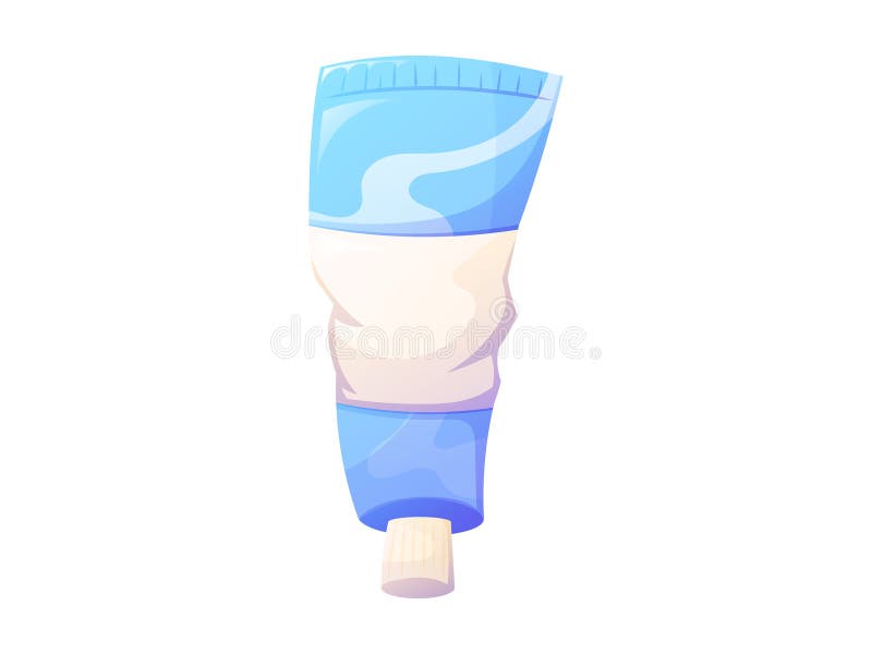 Cartoon Toothpaste Tube with a Blue and White Design, Slightly Squeezed ...