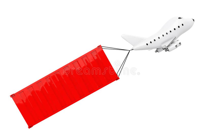 Cartoon Toy Jet Airplane Carry Cargo Container. 3d Rendering Stock ...