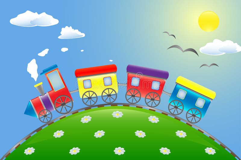 Train - Cute Cartoon Toy Train Stock Image - Illustration of rainbow ...