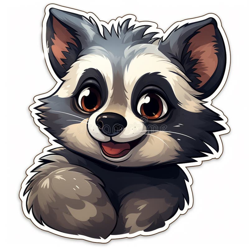 A Cartoon Trash Panda Smiling Big Eyes Stock Illustration ...