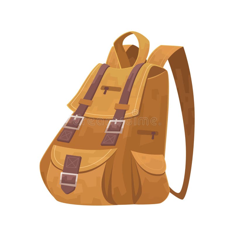 Cartoon Travel Backpack on White Background Vector Stock Vector ...