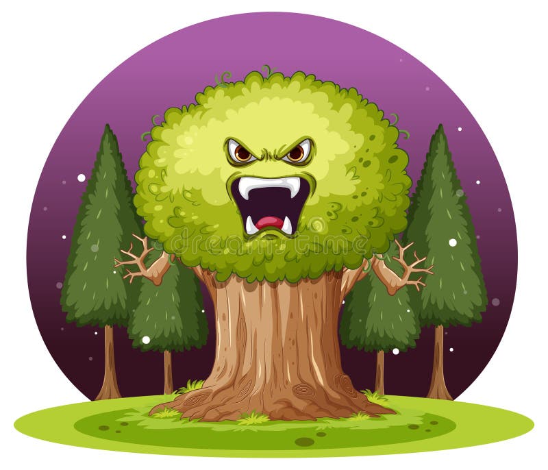 Cartoon Tree with Angry Face Vector Stock Vector - Illustration of ...