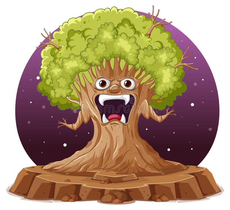 Cartoon Tree with Angry Face Vector Stock Vector - Illustration of ...