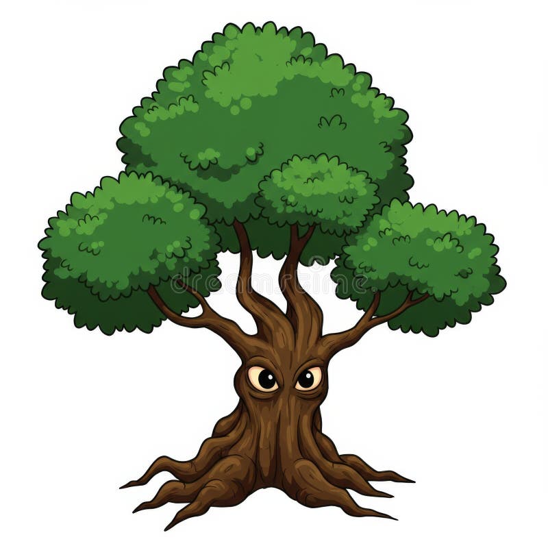Cartoon Tree with Eyes Illustration Stock Illustration - Illustration ...
