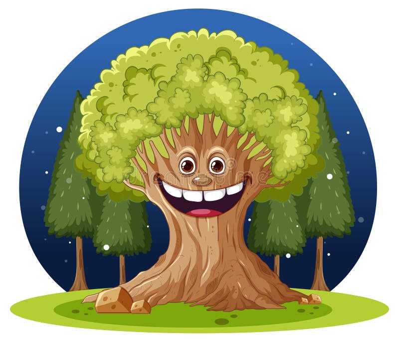Cartoon Tree with Face Vector Stock Vector - Illustration of expression ...