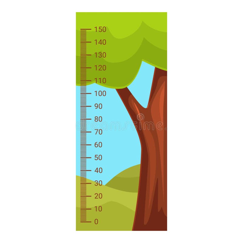 Cartoon Tree Growing Next To Height Measurement Scale Stock Vector ...