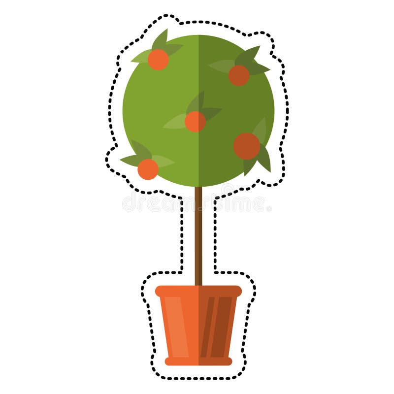 Cartoon Tree Pot Decorative Garden Stock Illustration - Illustration of ...