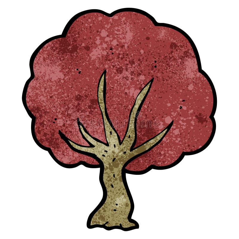 Cartoon Tree with Red Leaves Stock Illustration - Illustration of funny ...