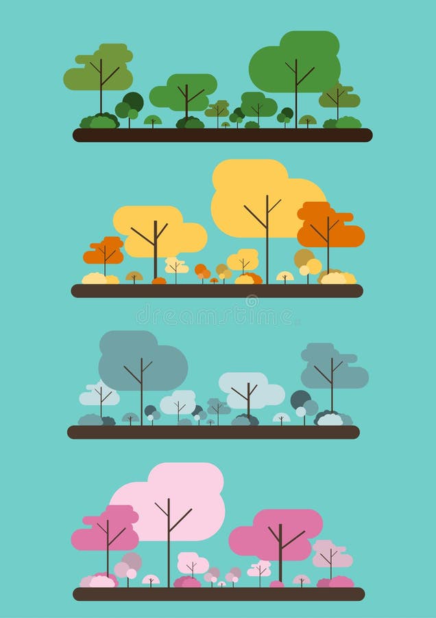 Cartoon Tree Season Isolate Stock Vector - Illustration of flat, season ...